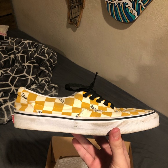 Vans | Shoes | Mens Canvas Yellow Checkered Vans | Poshmark